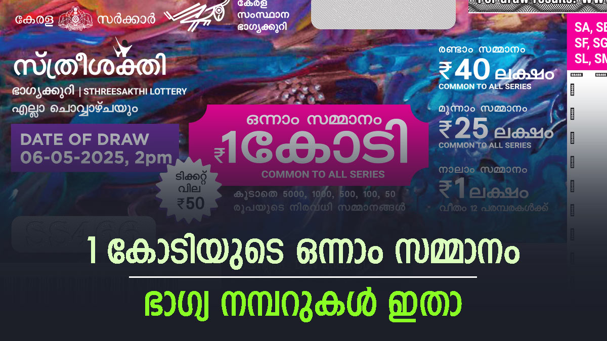 ചൊവ്വാഴ്ചയായില്ലേ... ഇന്നത്തെ സ്ത്രീ ശക്തി ലോട്ടറിയുടെ 1 കോടി അടിച്ചോ ...