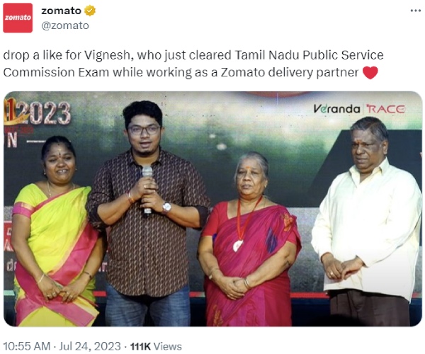 இந்தியாவே கொண்டாடும் தமிழ்நாட்டு சோமேட்டோ டெலிவரி பாய்.. TNPSC தேர்வில் ...