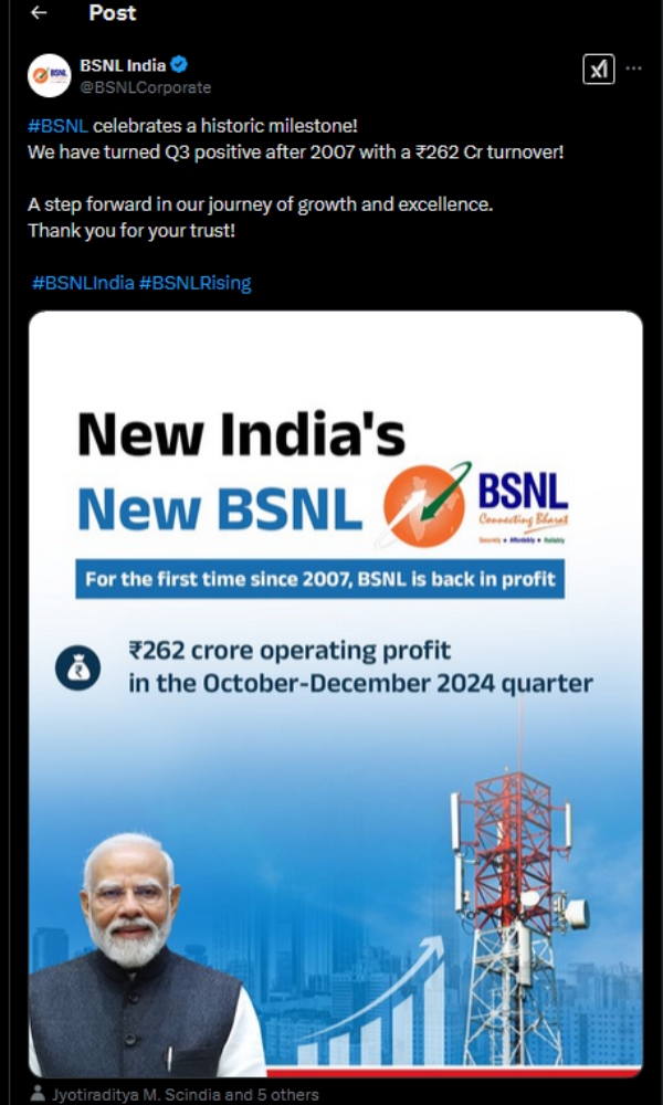 அதிரடி ஆட்டத்தை தொடங்கிய BSNL.. 17 ஆண்டுகளில் இல்லாத அளவுக்கு லாபம் ஈட்டி சாதனை! | BSNL Posts Rs ...